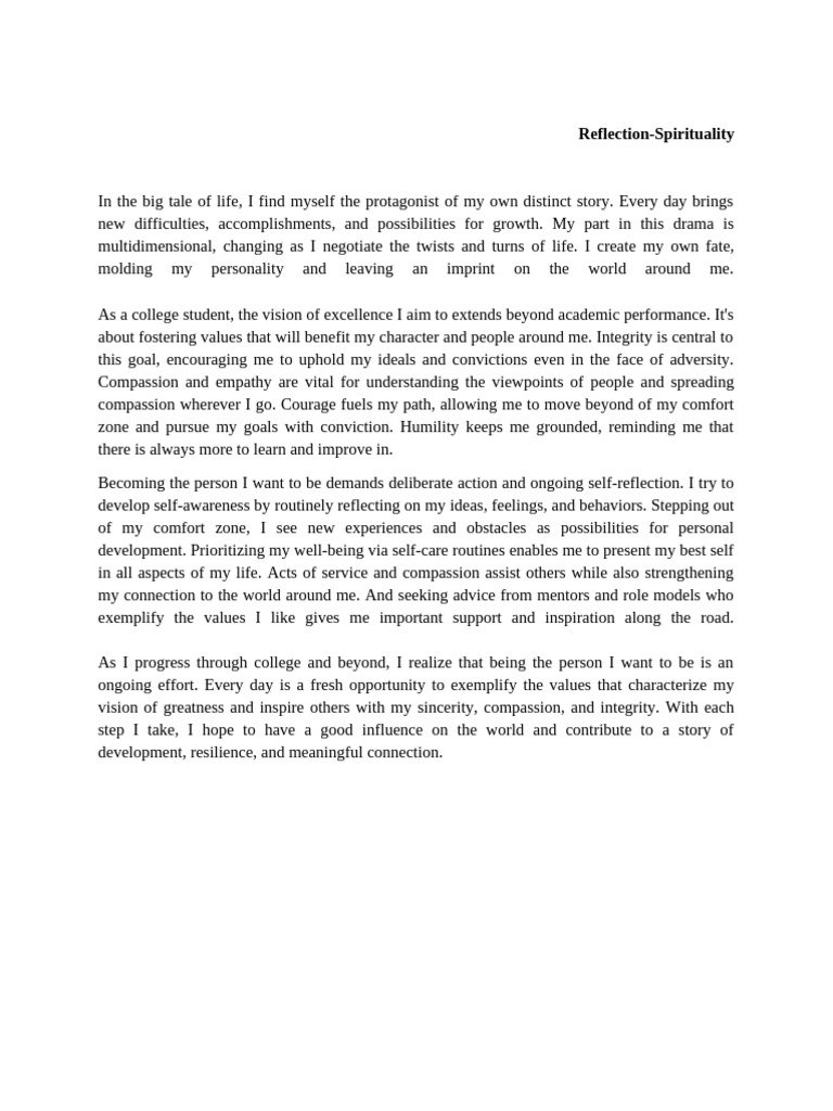 Enrico Reflection Spirituality | PDF | Self-Improvement