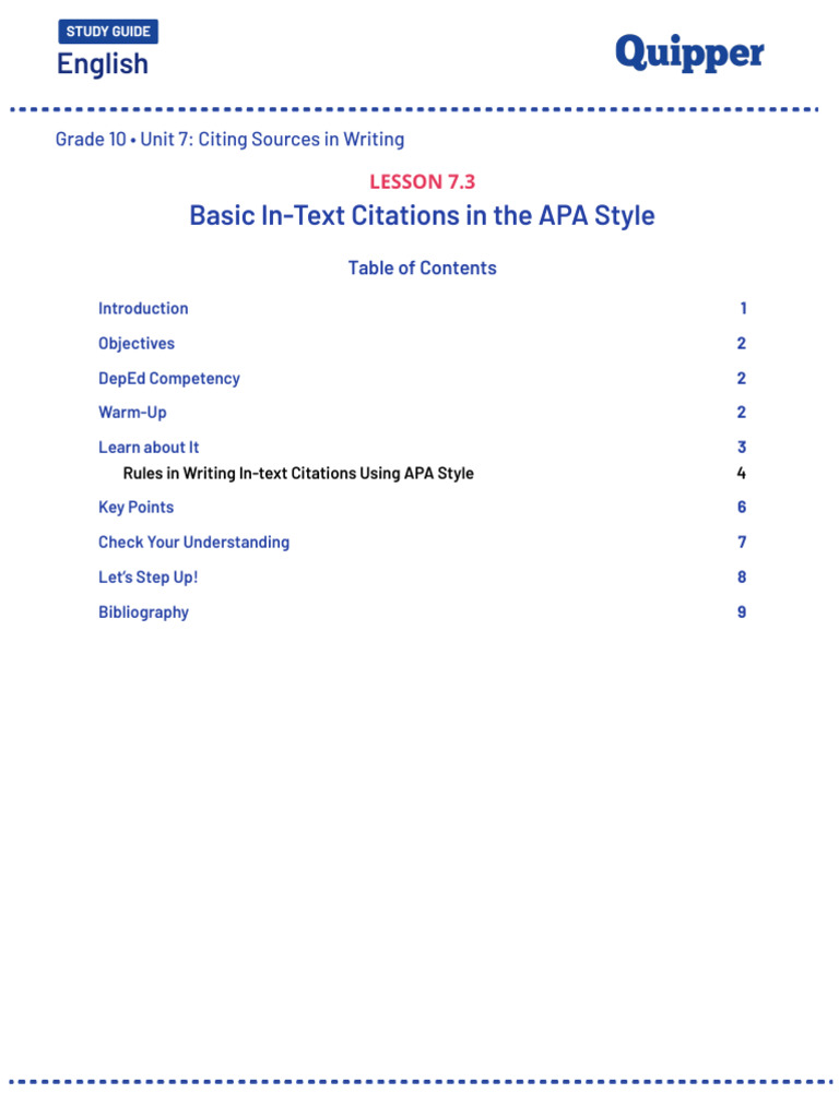 7.3 Bas.-7.3 Basic In-Text Citations in The APA Style-01 | PDF