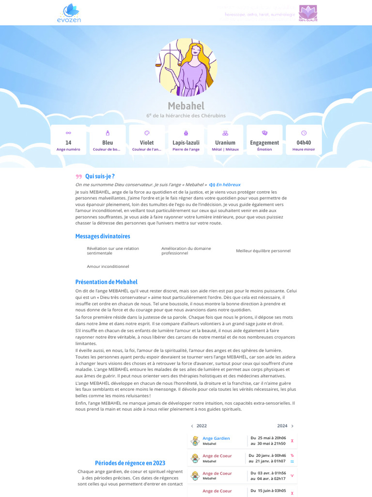 14 - L'ange Gardien Mebahel Et Ses Pouvoirs - Evozen | PDF