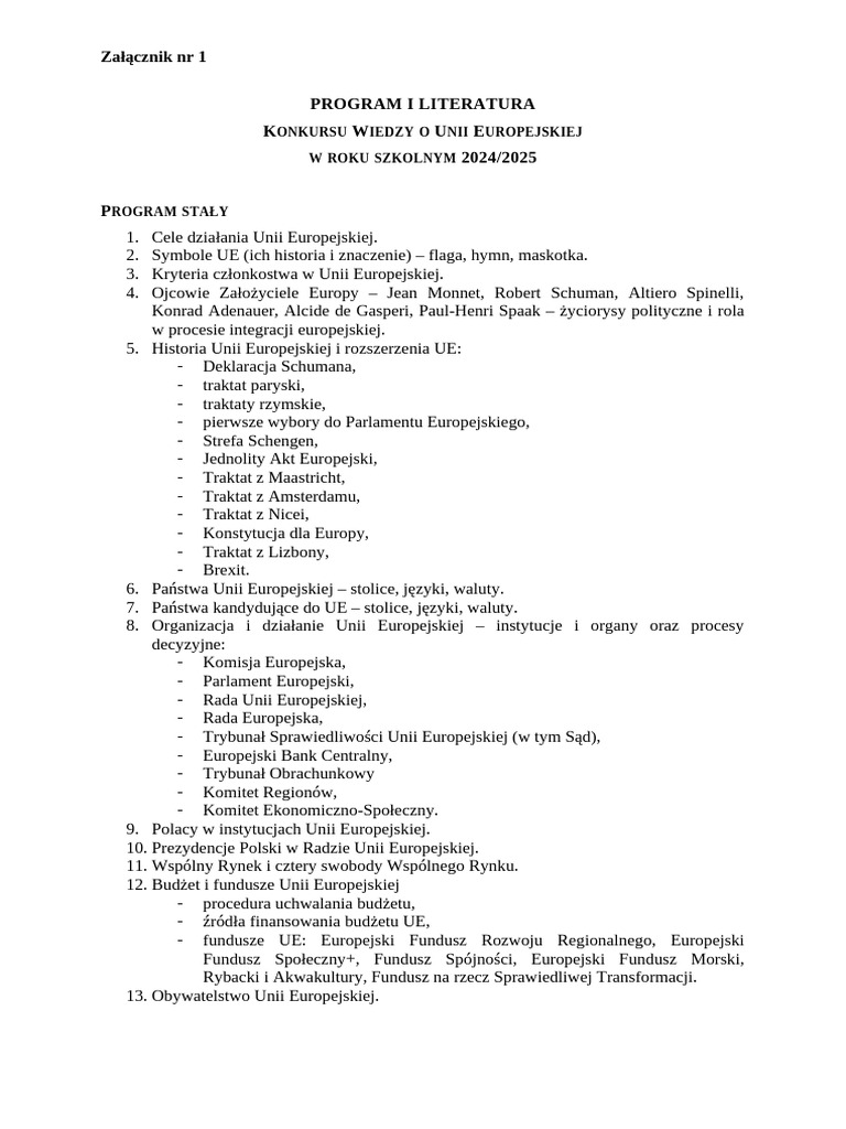 Zal NR 1 - Program I Literatura | PDF