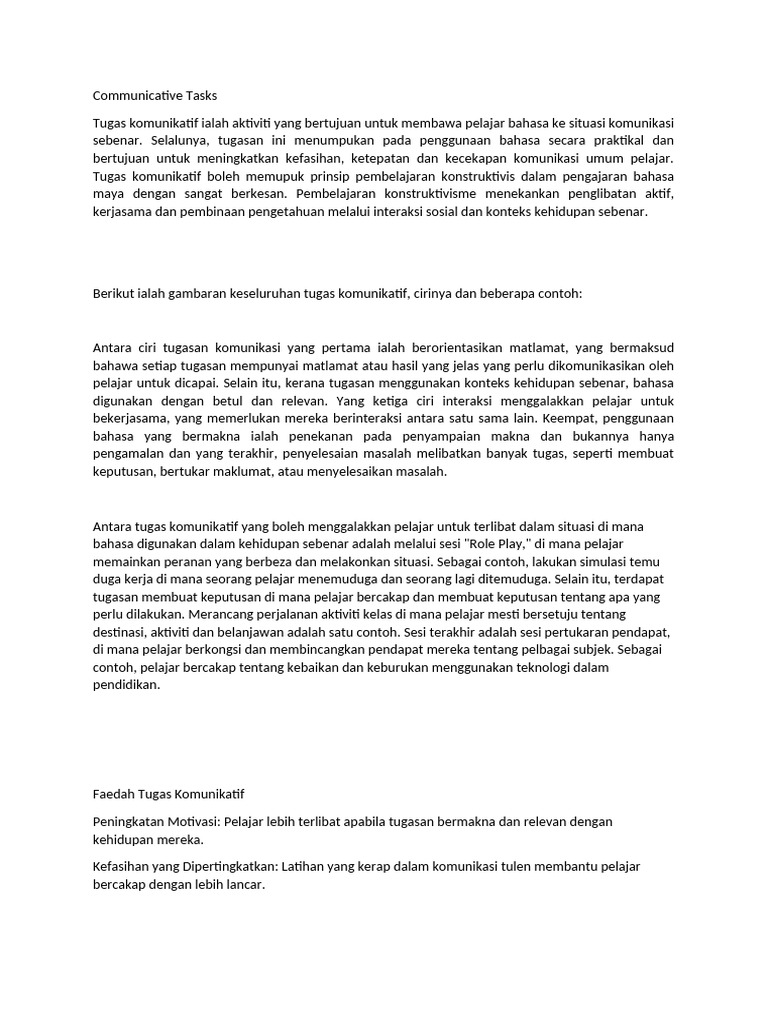 Communicative Tasks | PDF