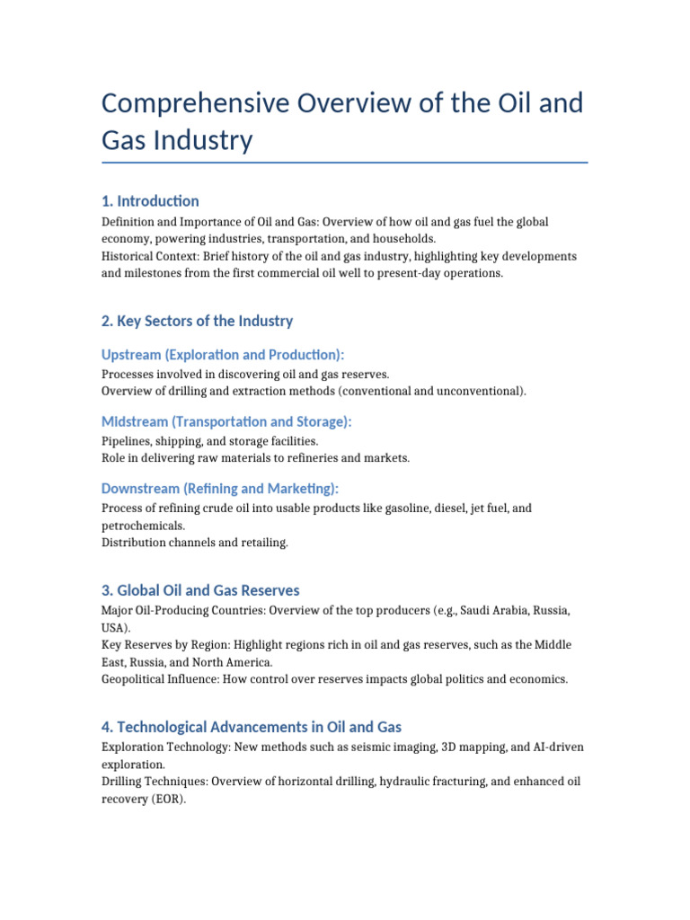 Oil and Gas Industry Overview | PDF | Petroleum | Natural Gas