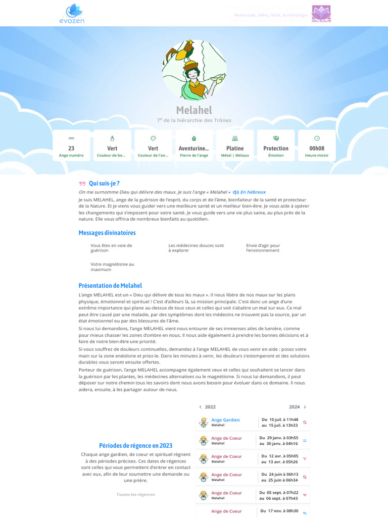 23 - L'ange Gardien Melahel Et Ses Pouvoirs - Evozen | PDF