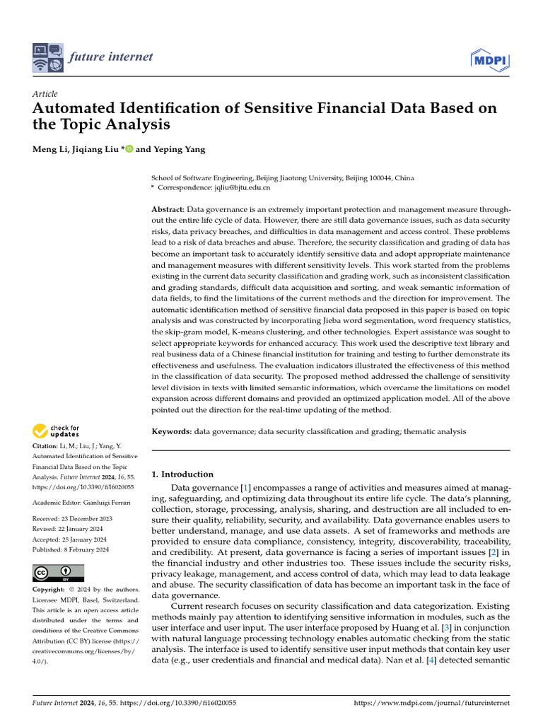 Automated Identification of Sensitive Financial Data Based On The Topic ...