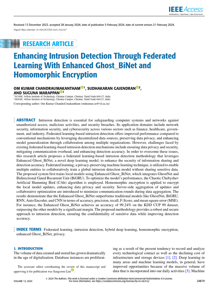 Enhancing Intrusion Detection Through Federated Learning With Enhanced Ghost BiNet and ...