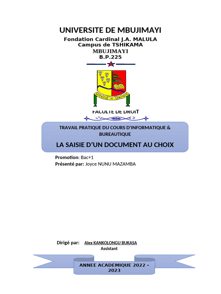 TP Informatique Joyce Nunu Mazamba | PDF