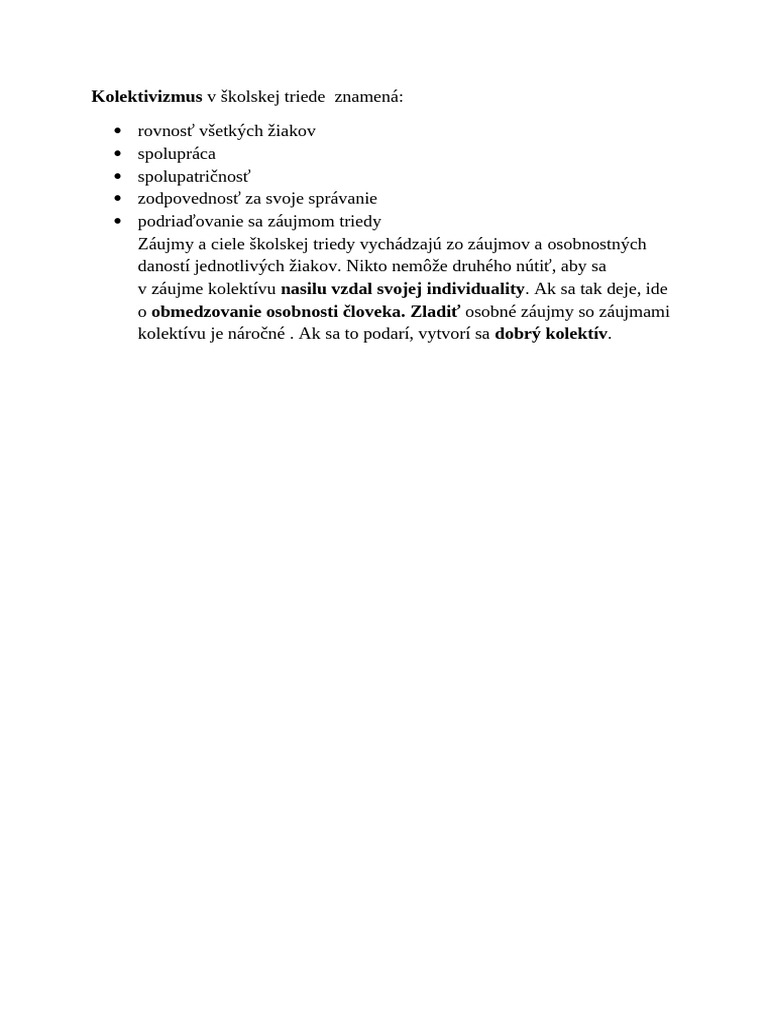Kolektivizmus OBN 6.r | PDF