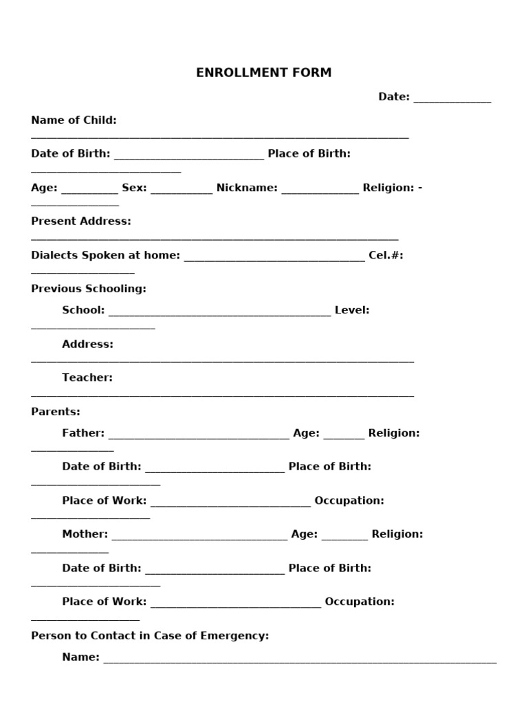 Enrollment Form | PDF