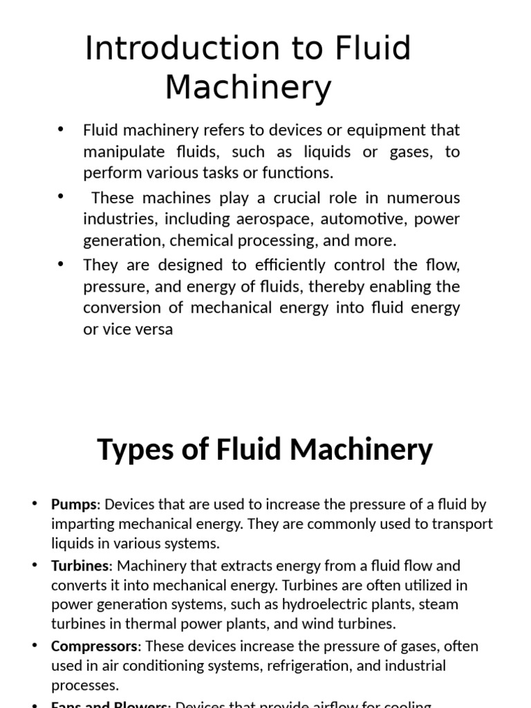 Introduction To Fluid Machinery | PDF | Turbine | Pump