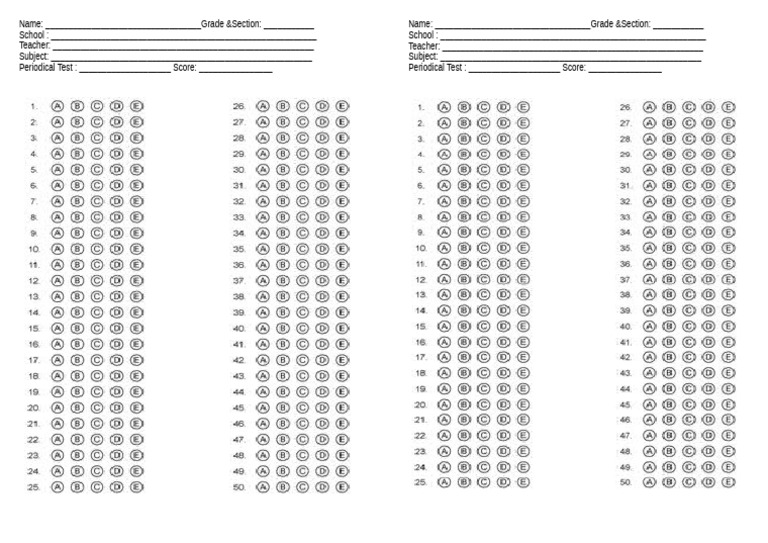 Answer Sheet Zipgrade | PDF