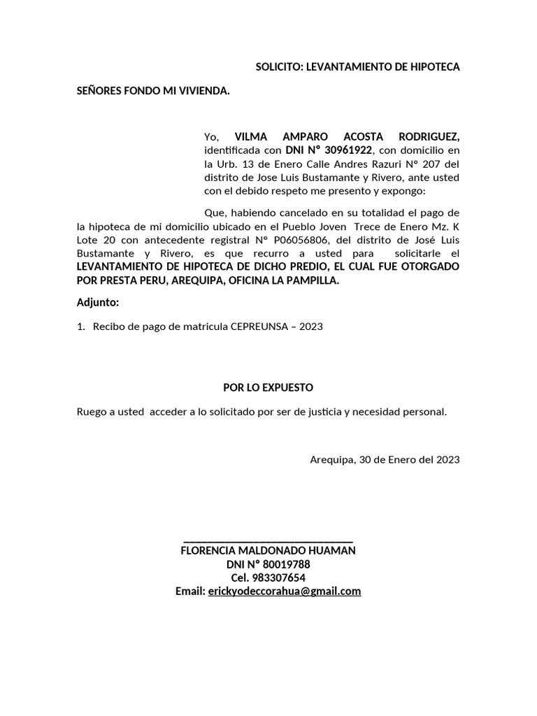 Solicito Vilma | PDF