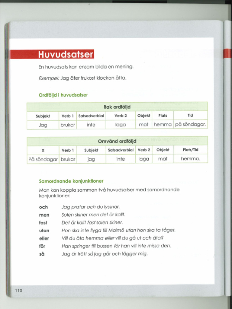 Språkvägen D Ordföljd I Huvudsats Och Bisats | PDF