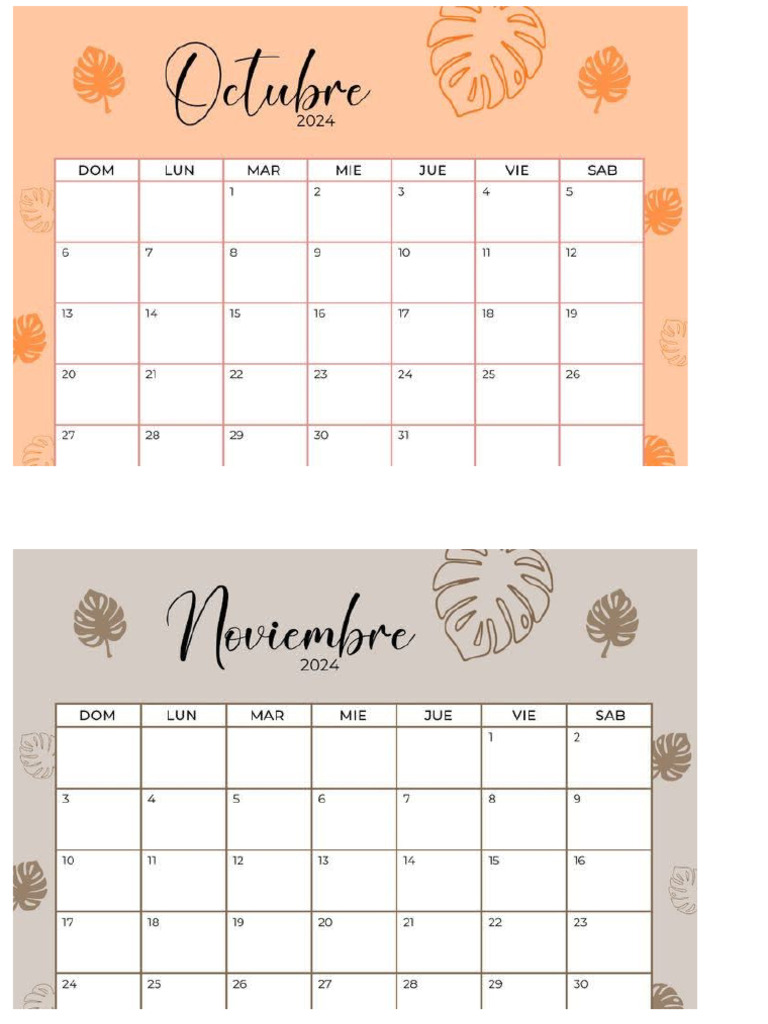 Calendario Octubre Nobiembre Diciembre | PDF