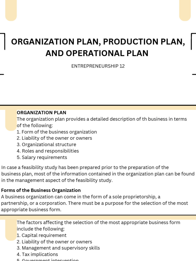 Organization Plan Production Plan and Operational Plan - 20240930 ...