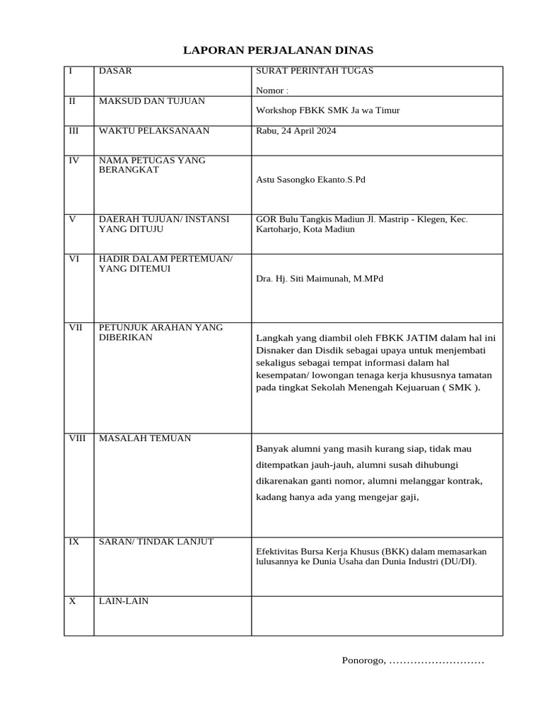 LPD (Laporan Perjalanan Dinas) | PDF