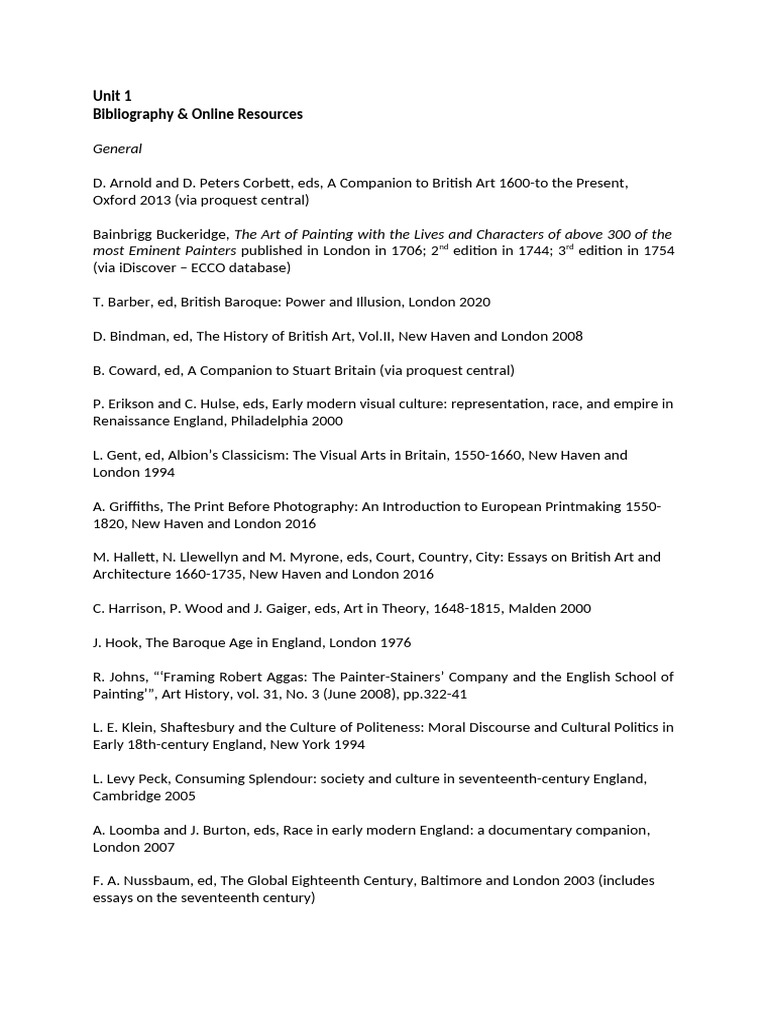 Unit 1 Reading List | PDF