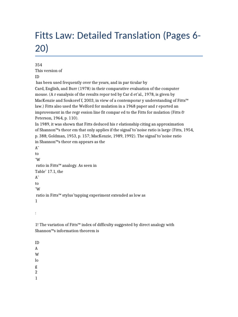 Fitts Law Translation All Pages | PDF