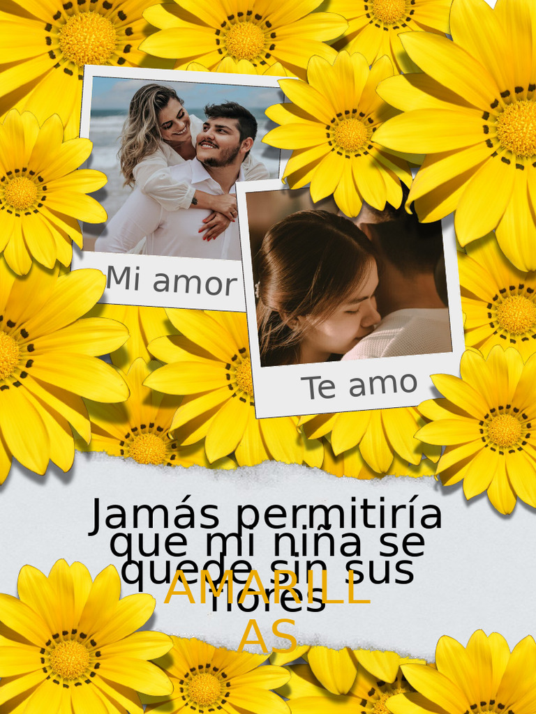 Tarjeta de Amor Collage Recortes Flores Amarillas Sencilla Amarilla | PDF