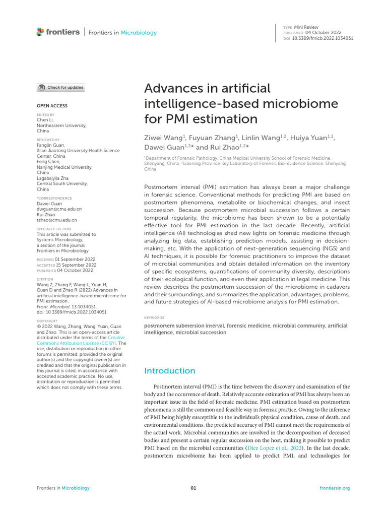 AI and Forensic Medicine in Post Mortem Interval | PDF
