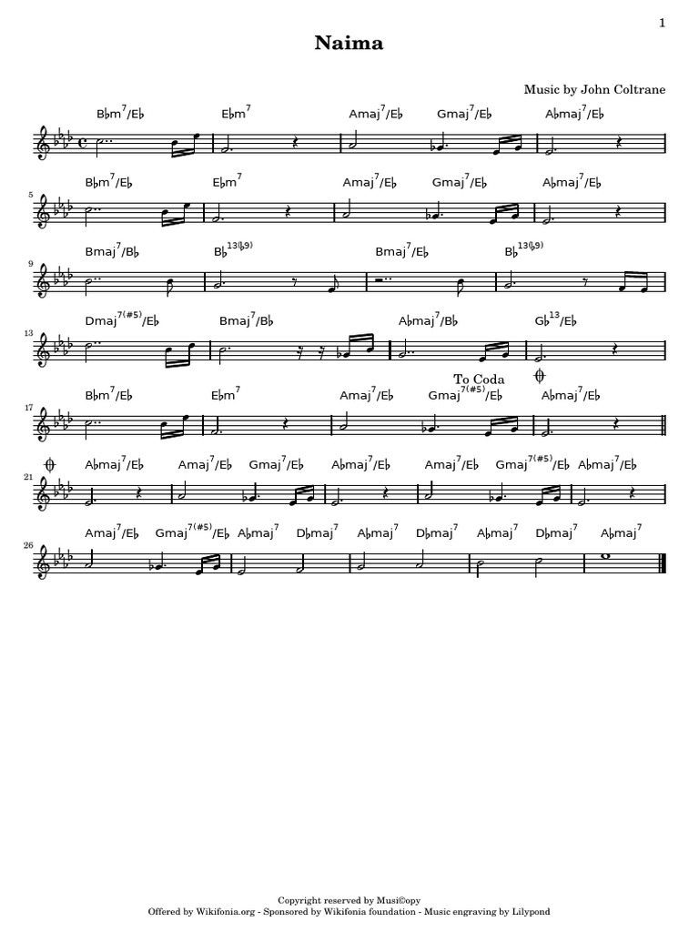 John Coltrane-Naima-SheetMusicCC | PDF