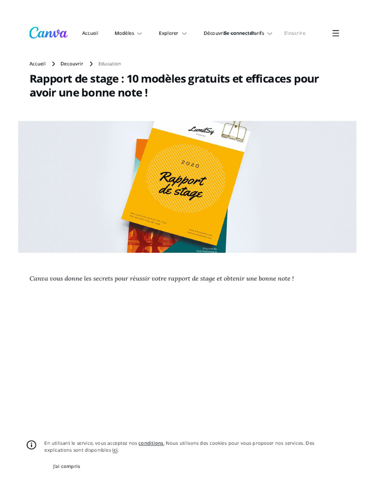 Rapport de Stage - 10 Modèles Gratuits Et Efficaces ! - Canva | PDF