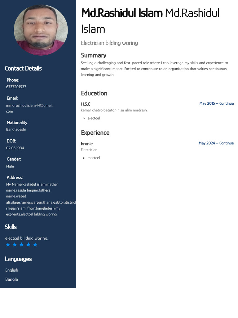 MD - Rashidul Islam - Resume - 76 | PDF