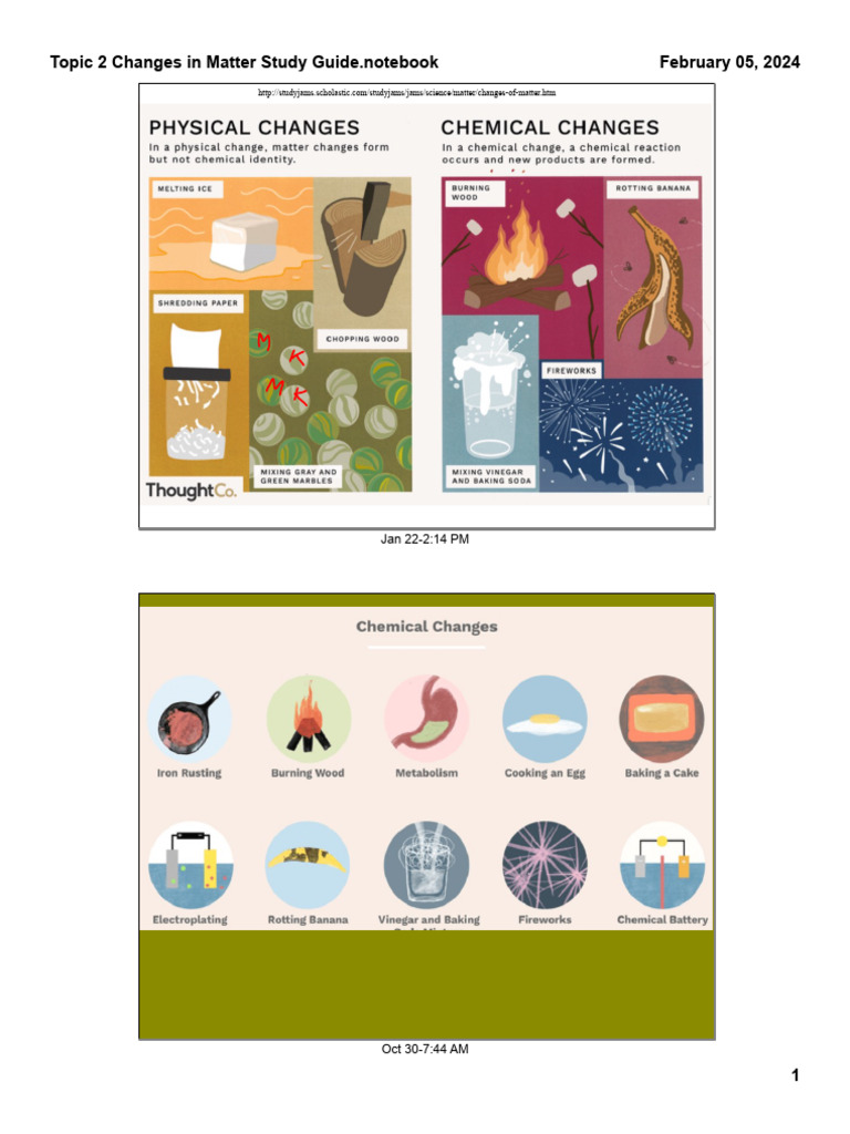 Study Guide - Changes in Matter Answer Key | PDF