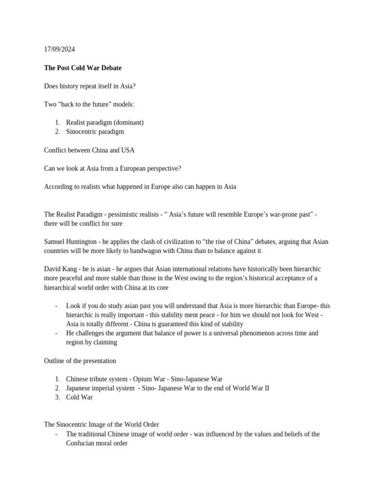 The Post Cold War Debate | PDF