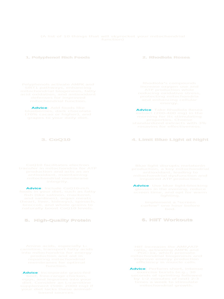 Do These for Optimal Mitochondria | PDF