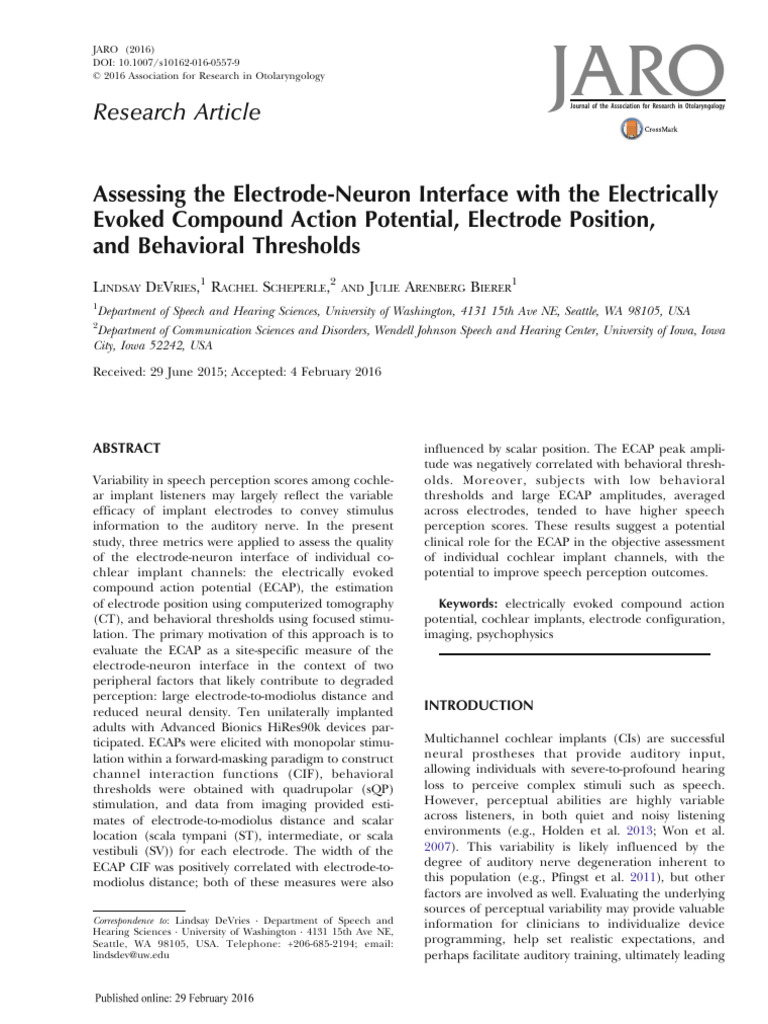 Assessing The Electrode-Neuron Interface | PDF