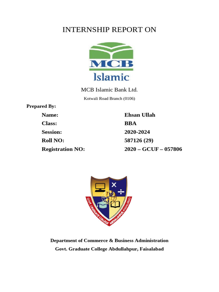 EHSAN ULLAH INTERNSHIP REPORT FiNaL | PDF