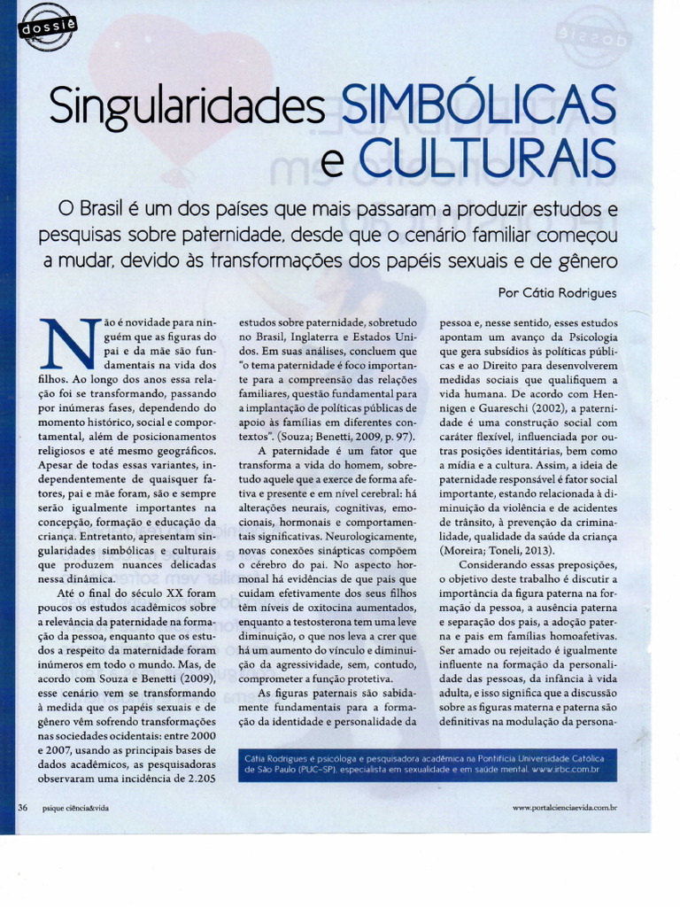 DOSSIÊ PSICOLOGIA FAMILIAR - Singularidades Simbólicas e Culturais ...
