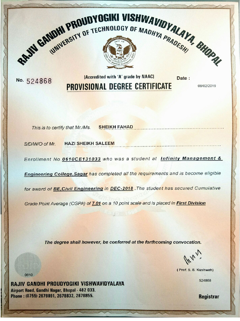 Provisional Degree | PDF