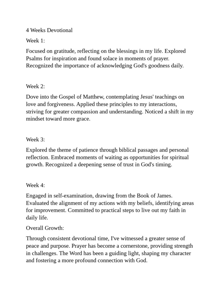 4 Weeks Devotional | PDF