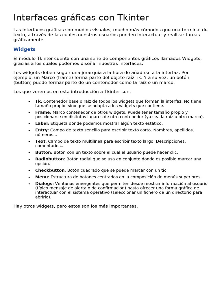 Interfaces Gráficas Con Tkinter | PDF