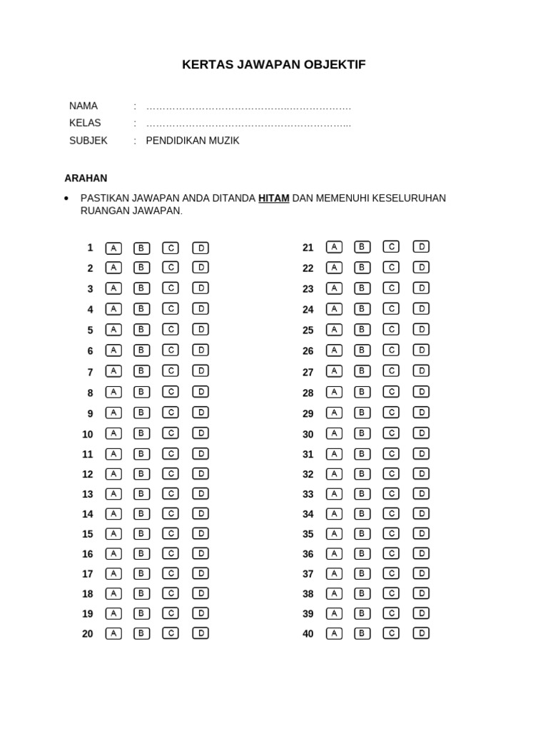 409428704-Borang-Omr-40-Soalan | PDF