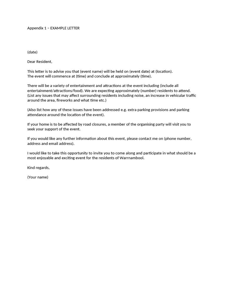 Example Event Notification Letter | PDF