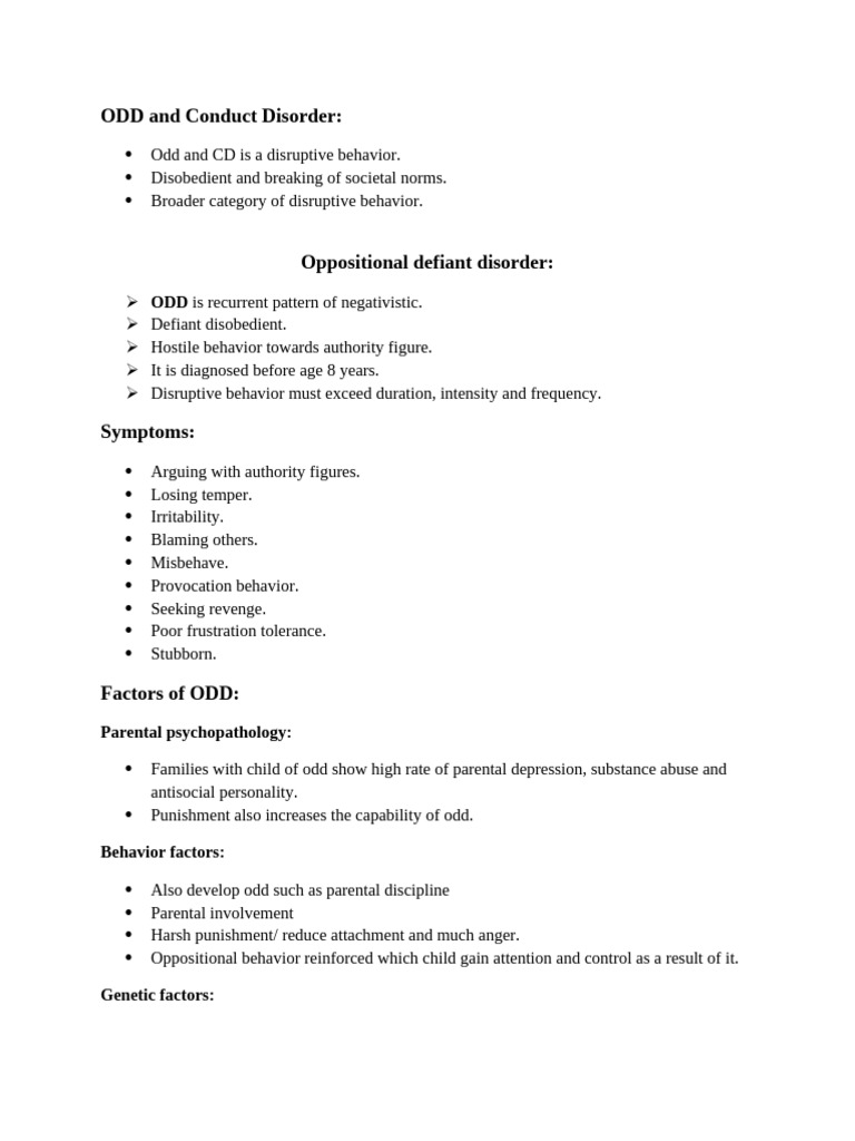 ODD and Conduct Disorder | PDF