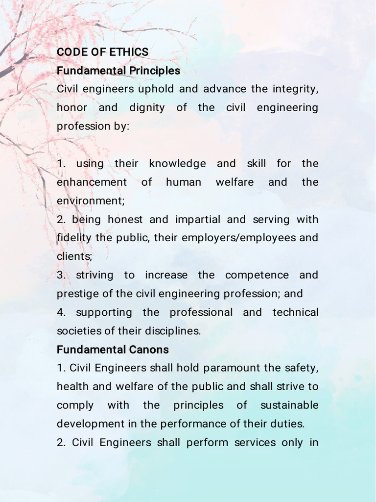 code of ethics of civil engineers | PDF