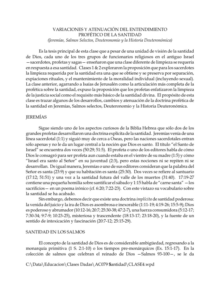 Santidad Profetica Variaciones | PDF