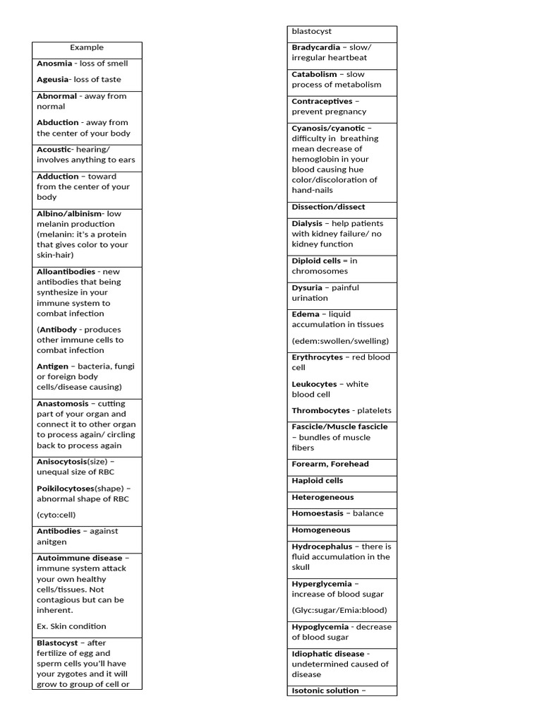 Basic Medical Terminology Notes | PDF