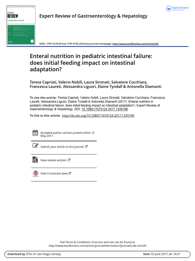 Enteral Nutrition in Pediatric Intestinal Failure | PDF