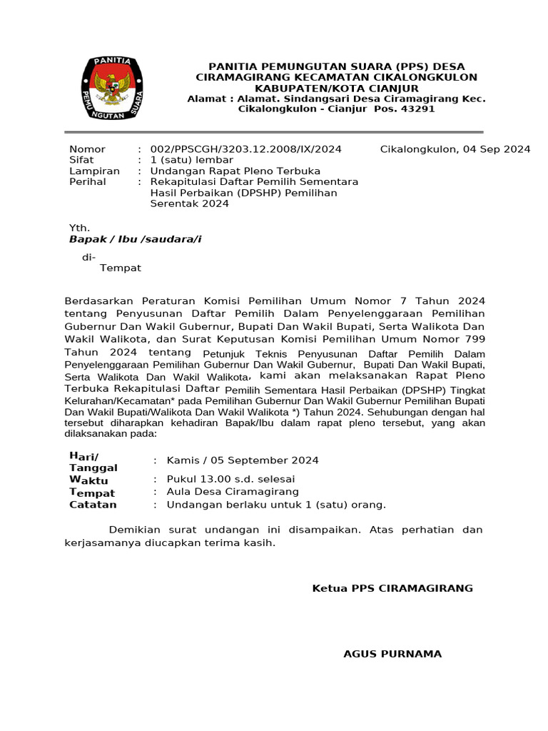 03 Draft Undangan DPSHP PPS - PPK | PDF