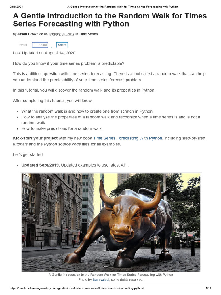 A Gentle Introduction To The Random Walk For Times Series Forecasting With Python | PDF