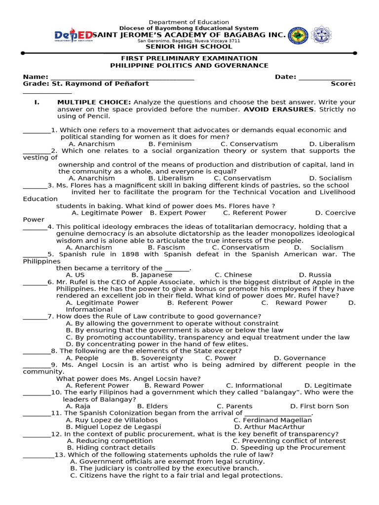 EXAM_PPG- QUARTER 1- 2025 | PDF