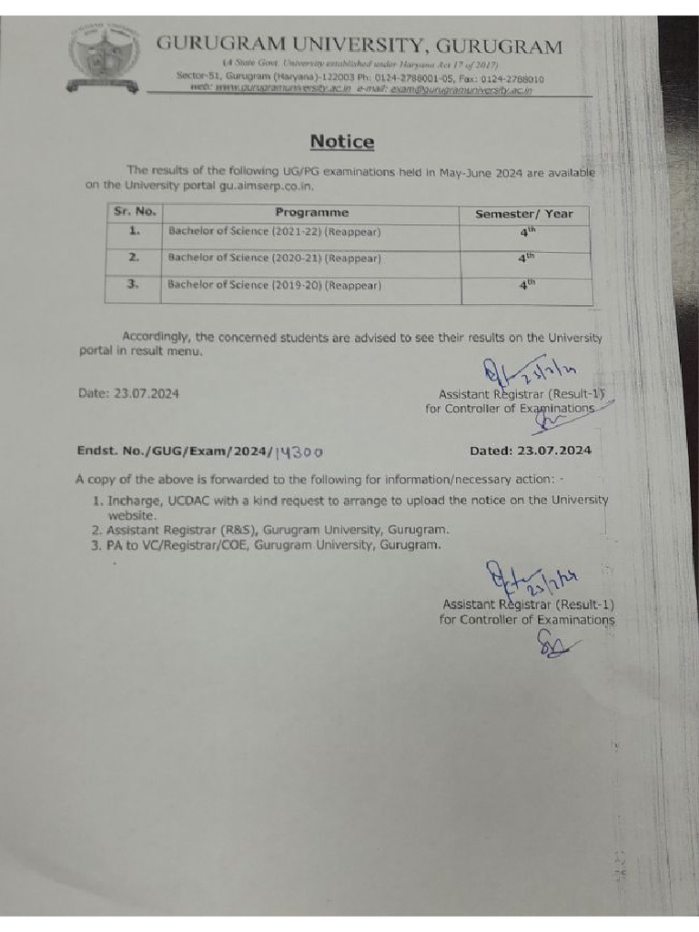 Result Notice | PDF
