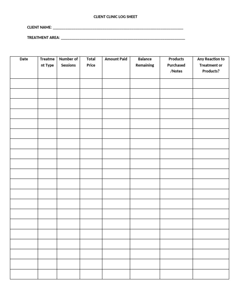 Clients+Clinic+Log+Sheet | PDF