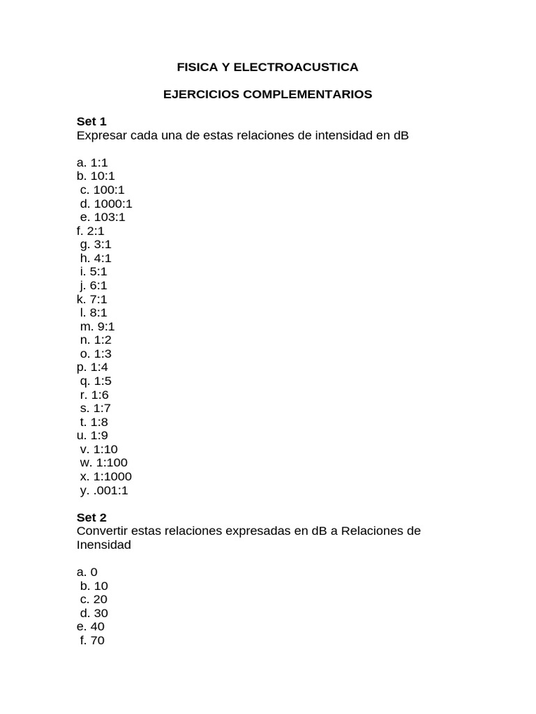Fisica y Electroacustica Ejercicios Complementarios | PDF | Métodos y materiales de enseñanza