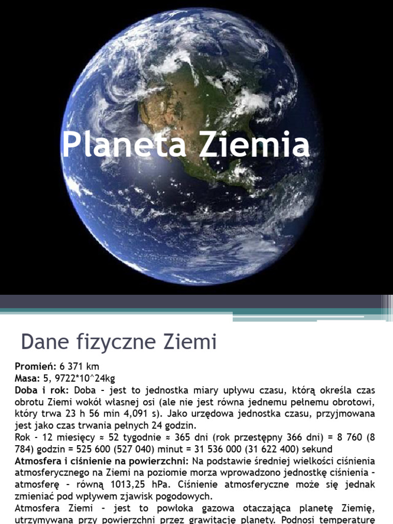 Planeta Ziemia - Prezentacja Fizyka 1cp | PDF