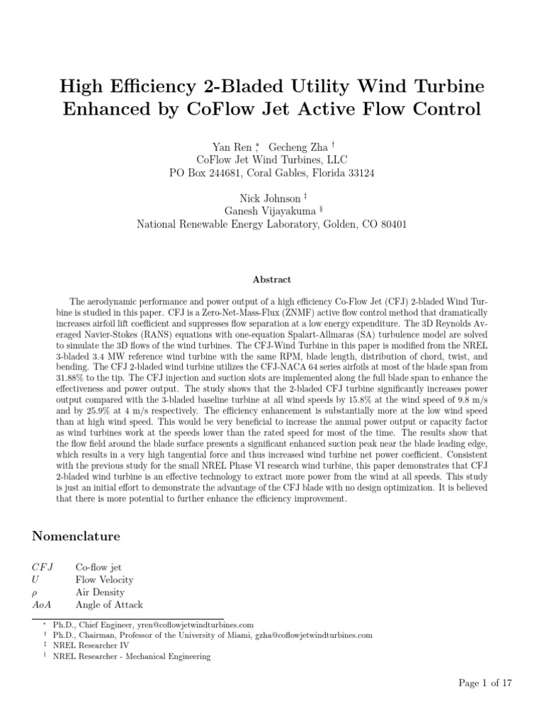 High Efficiency 2-Bladed Utility Wind Turbine | PDF